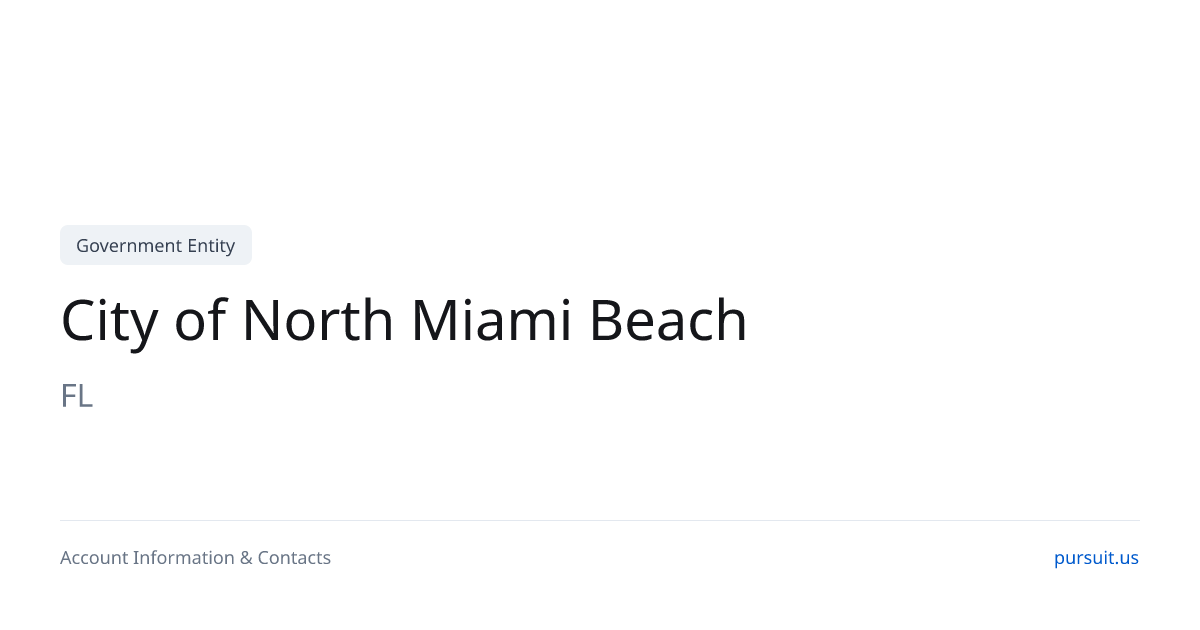 City of North Miami Beach, FL - Public Sector Account Information | Pursuit